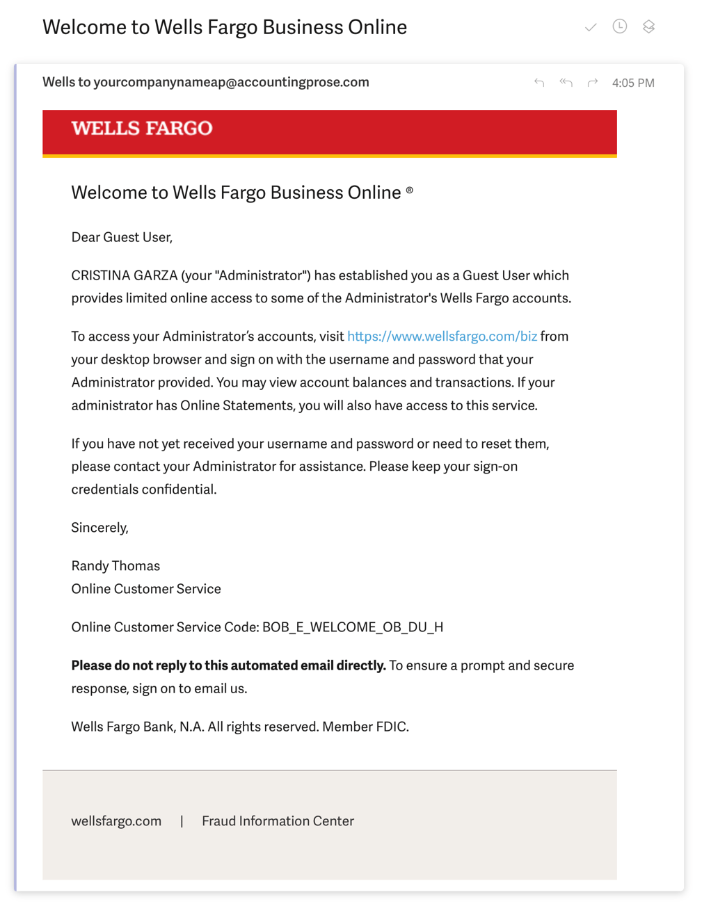 How to provide access to Wells Fargo